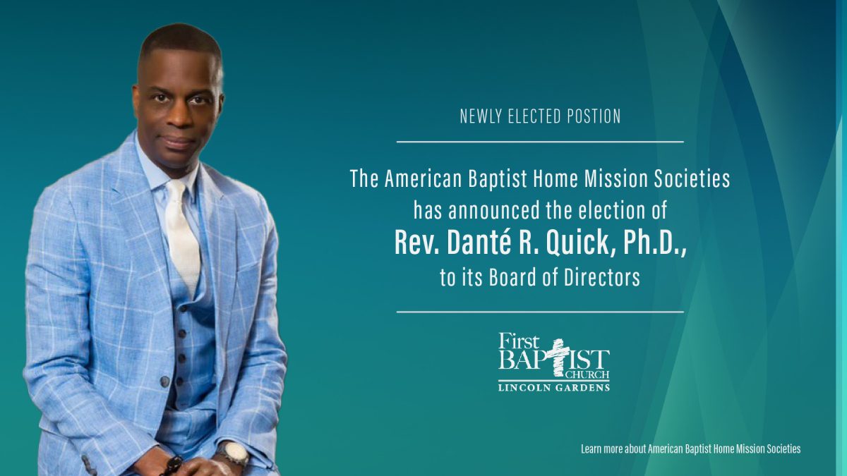 Pastor Dante Quick, Ph.D., of First Baptist Church of Lincoln Gardens ...